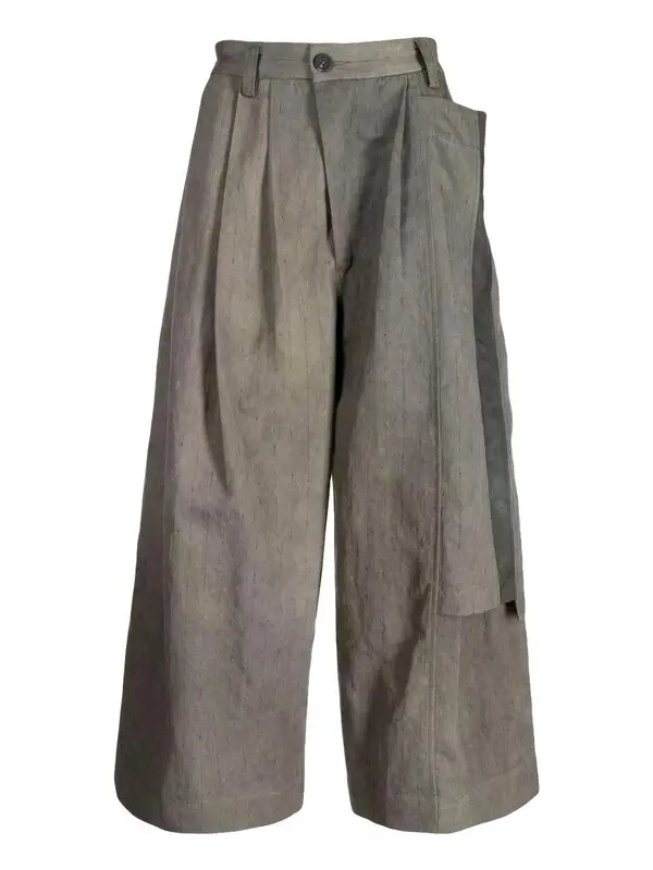 ZIGGY CHEN Pinstripe Drawstring Trousers - Grey