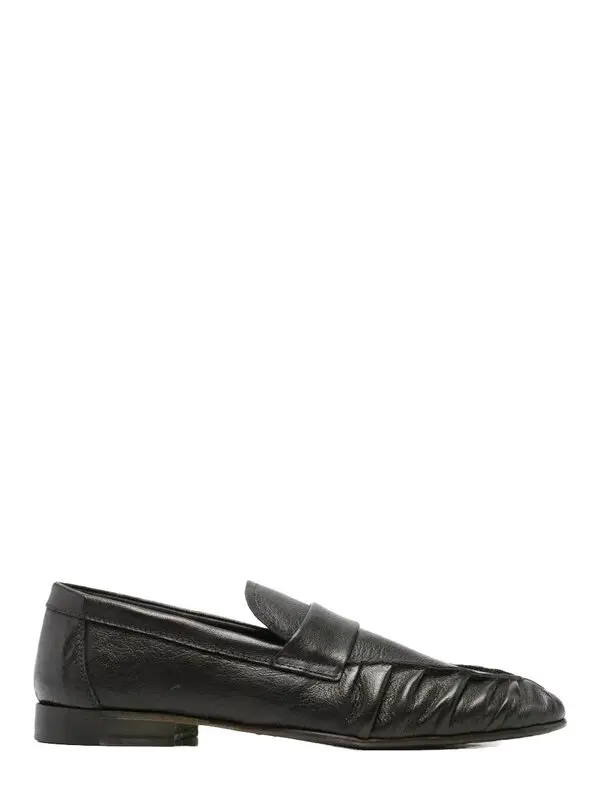LEQARANT Ruched Leather Loafers - Brown