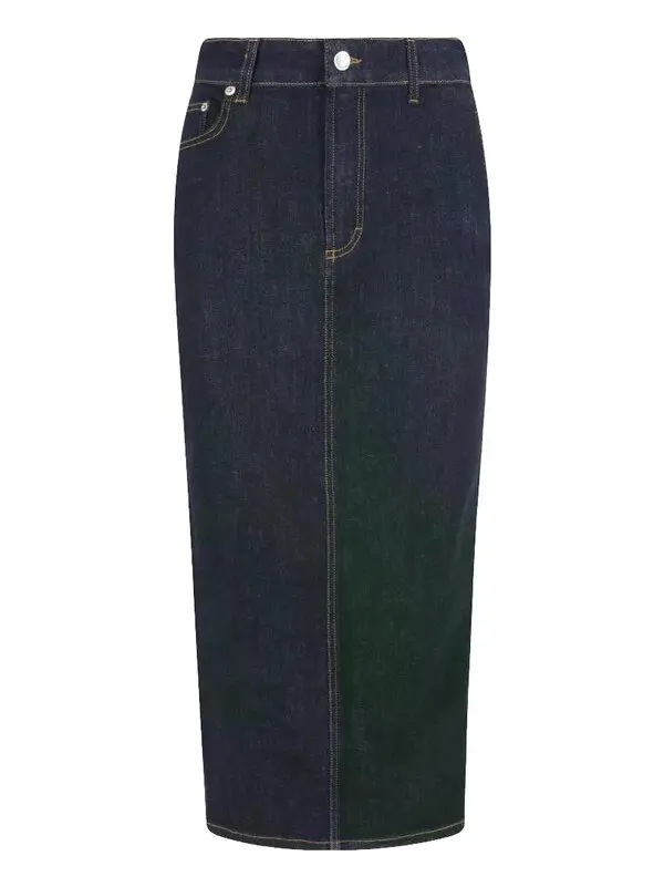 DEPARTMENT 5 Braid Contrast-stitch Denim Midi Skirt - Blue