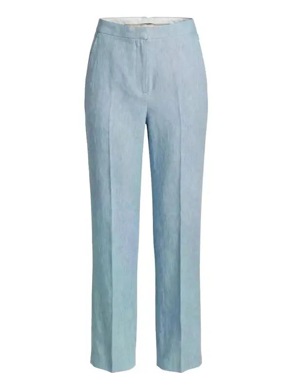 Tagliatore Pressed-crease Linen Trousers - Blue