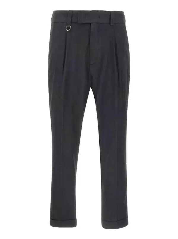 PAOLO PECORA Pleated Turned-up Trousers - Grey