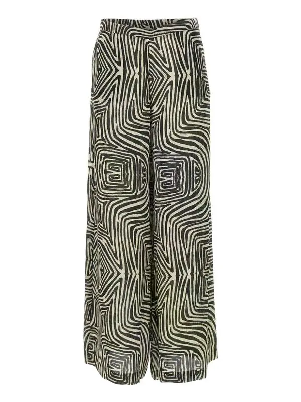 ELENA MIRO` Abstract-pattern Wide-leg Trousers - Black