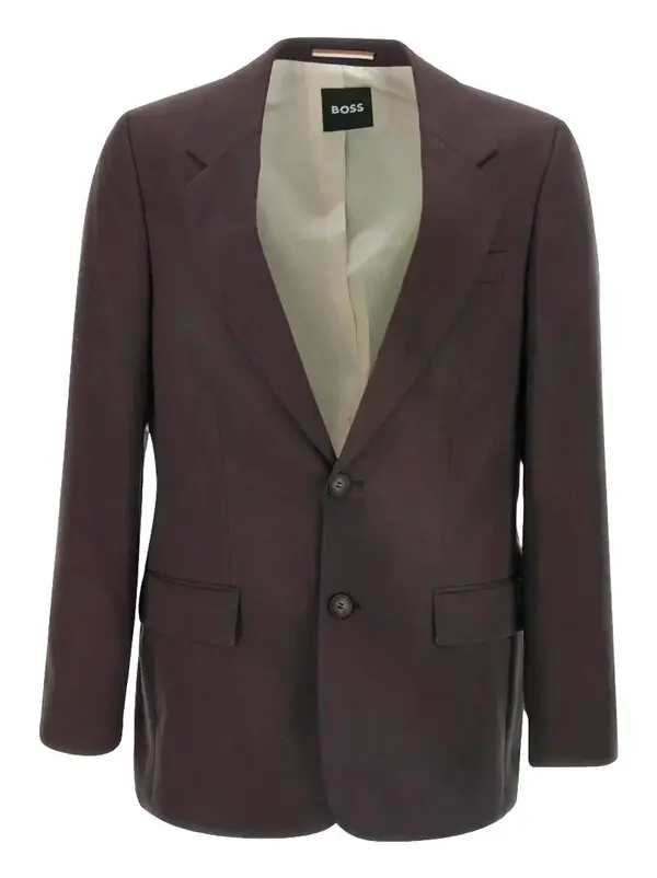 BOSS Single-breasted Twill Blazer - Brown