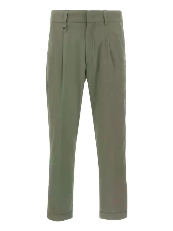 PAOLO PECORA Pleated Turned-up Trousers - Green