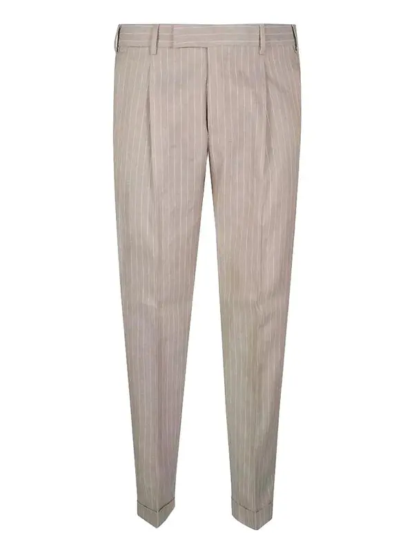 PT TORINO Pinstripe-print Pleated Trousers - Neutrals