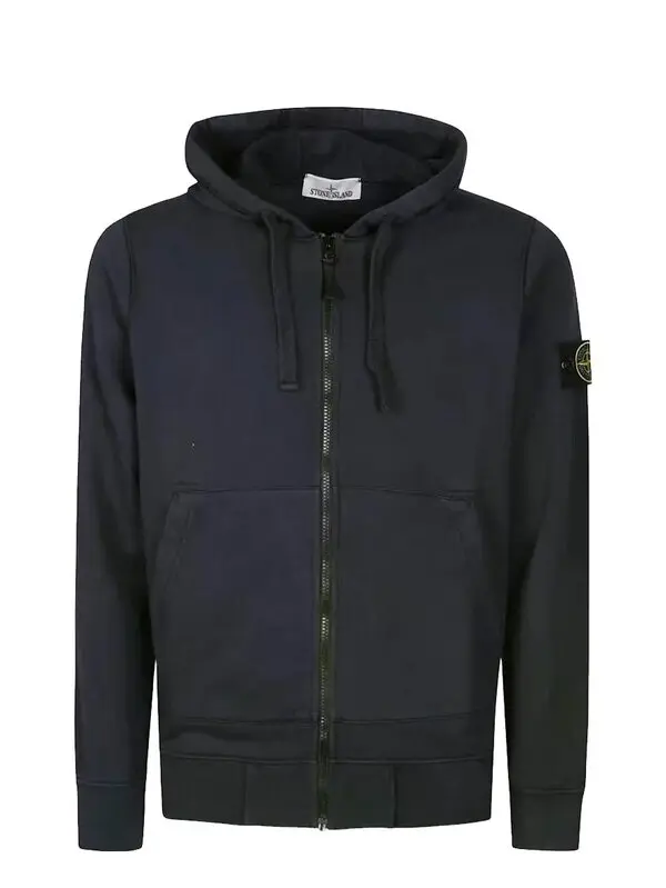 Stone Island Compass-patch Zip-up Hoodie - Blue