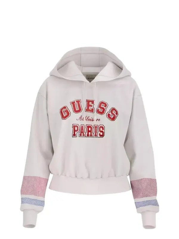 Guess Hooded Sweatshirt With Embellished Cuffs - Neutrals