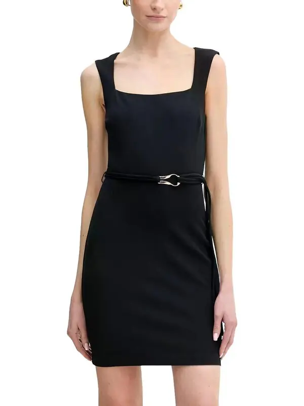 Guess Belted Square-neck Mini Dress - Black