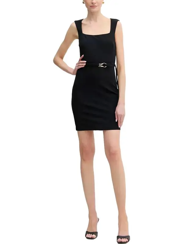 Guess Belted Square-neck Mini Dress - Black