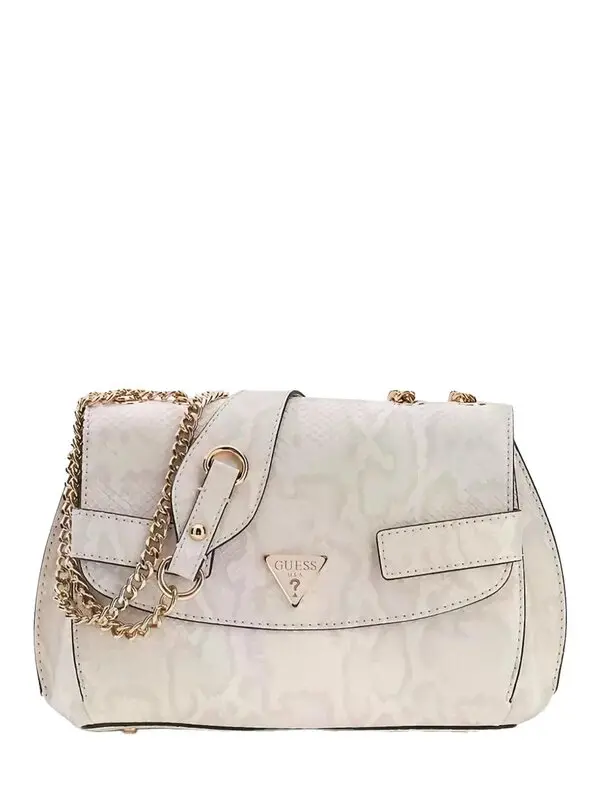 Guess Serenova Snakeskin-print Shoulder Bag - Neutrals
