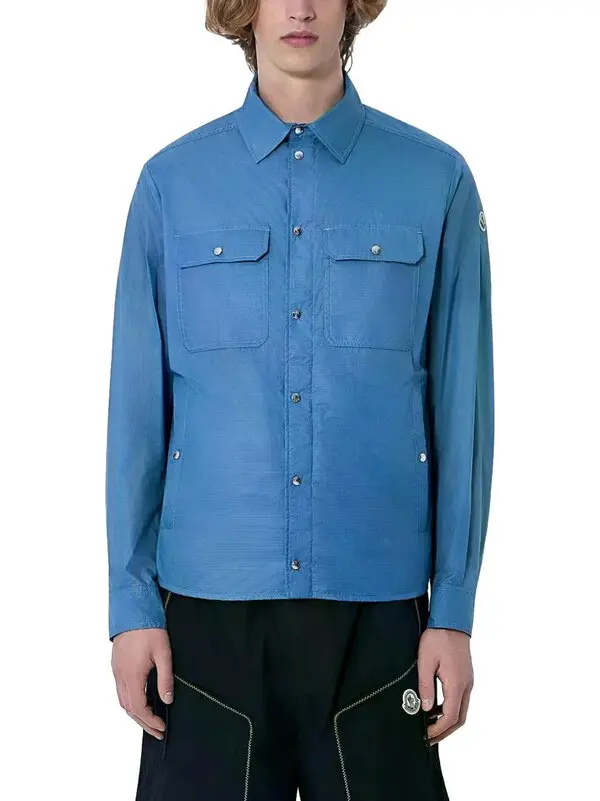Moncler Logo Patch Long-sleeve Overshirt - Blue