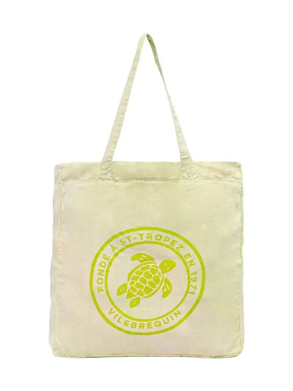 Vilebrequin Turtle Print Linen Beach Bag - Neutrals