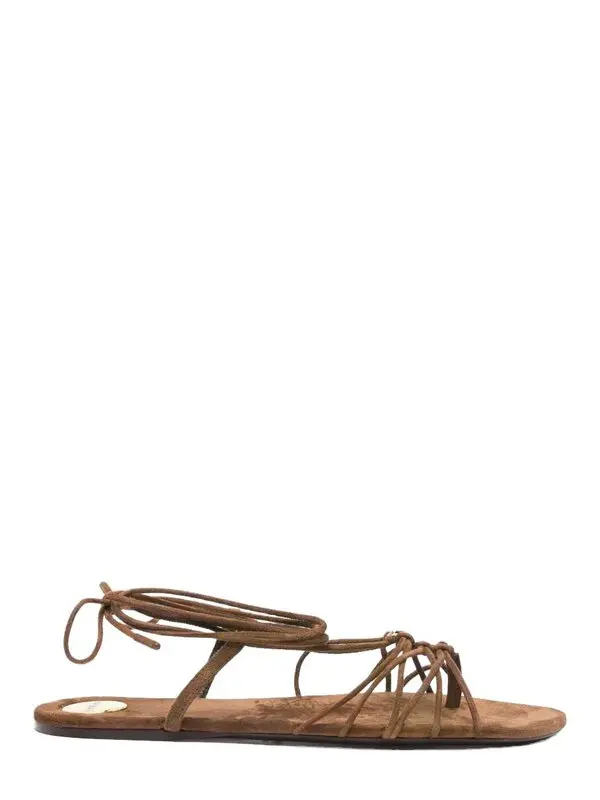 Saint Laurent Babylone Lace-up Strappy Sandals - Brown