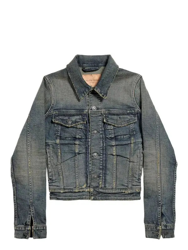 Balenciaga Ruched Denim Jacket - Blue