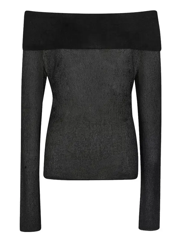 ROBERTO COLLINA Openwork Lace-effect Off-the-shoulder Sweater - Black