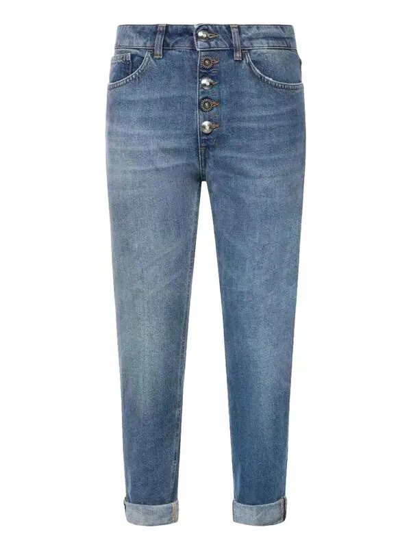 DONDUP Button-fly Whiskered Jeans - Blue