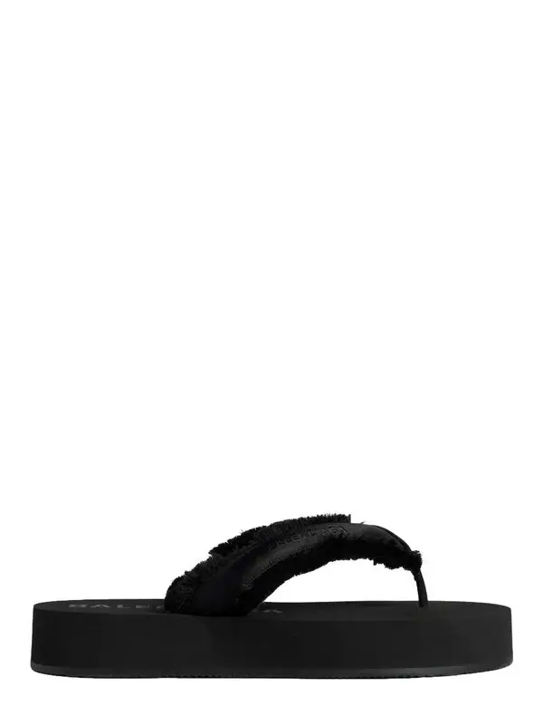 Balenciaga Fringed Flat Flip-flops - Black