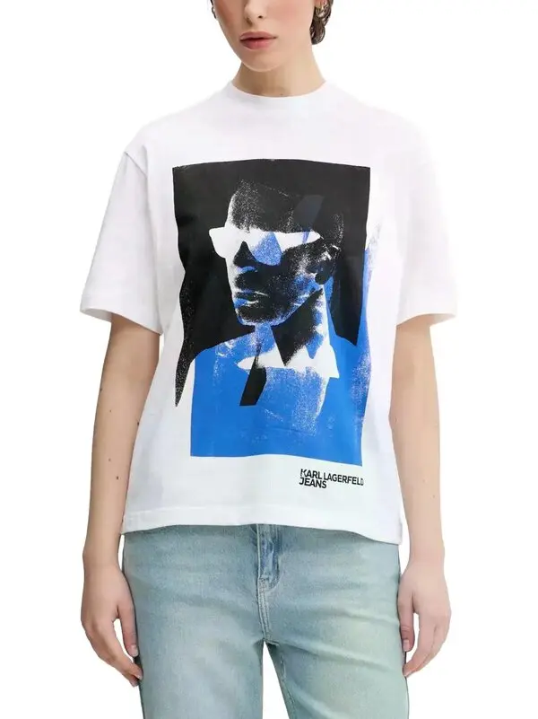 Karl Lagerfeld Graphic-print Logo-patch T-shirt - White