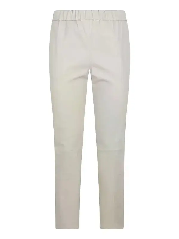 ENES Elasticated-waistband Leather Trousers - Neutrals