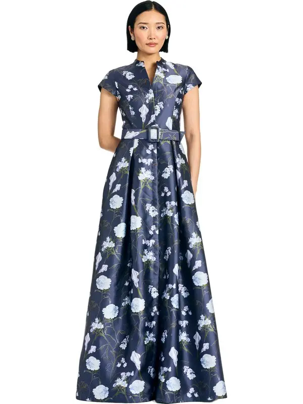 Sachin & Babi Marta Floral Print Gown - Glacial Bouquet