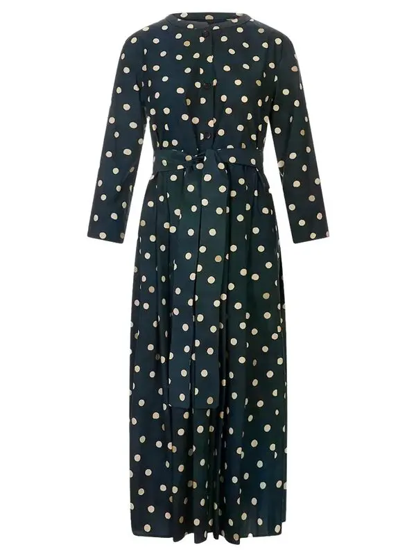 Max Mara Polka-dot Belted Dress - Blue
