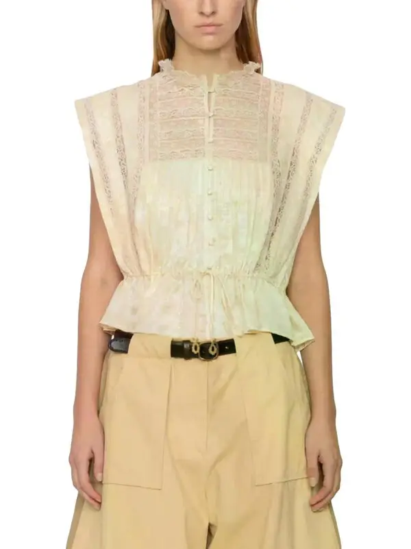 Sea Lace-panelled Pintuck Blouse - Neutrals