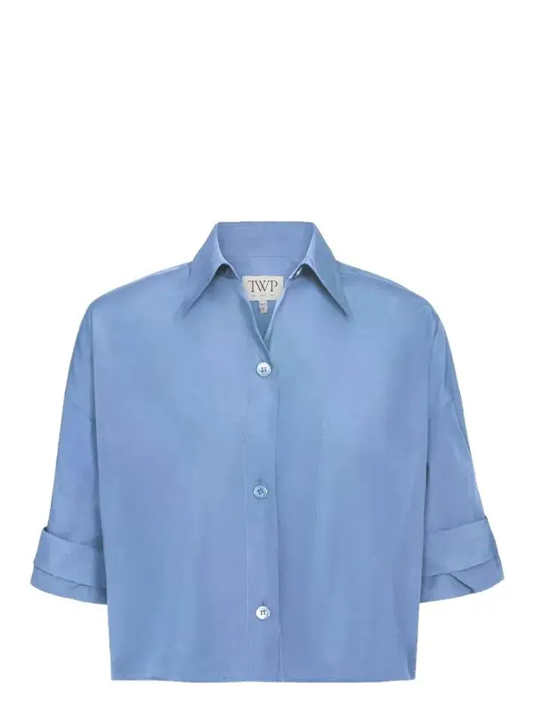 TWP Cropped Button-up Shirt - Blue