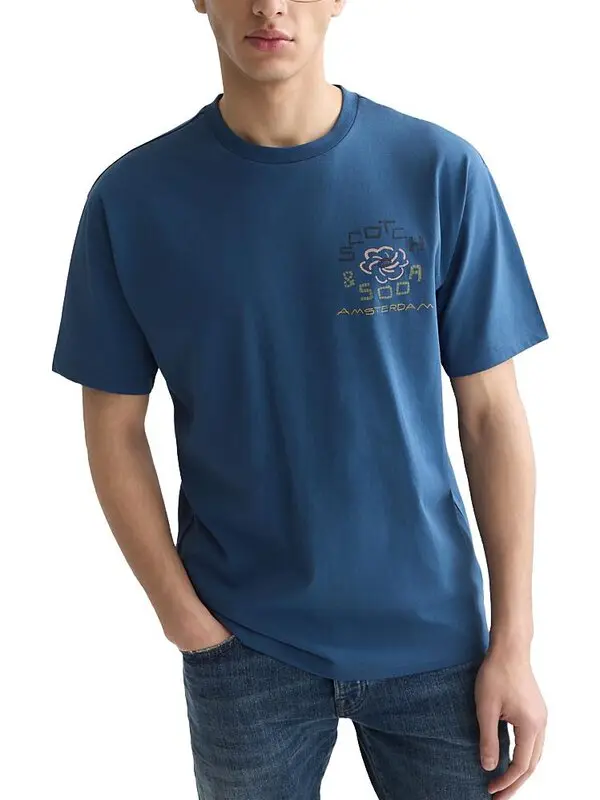 Scotch & Soda Front And Back Artwork Relaxed Fit T Shirt - Ensign Blue