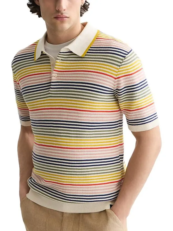 Scotch & Soda Striped Structured Knitted Regular Fit Polo - Multi