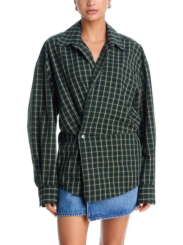 Alexander Wang Pre Styled Mini Wrap Dress - Green/navy