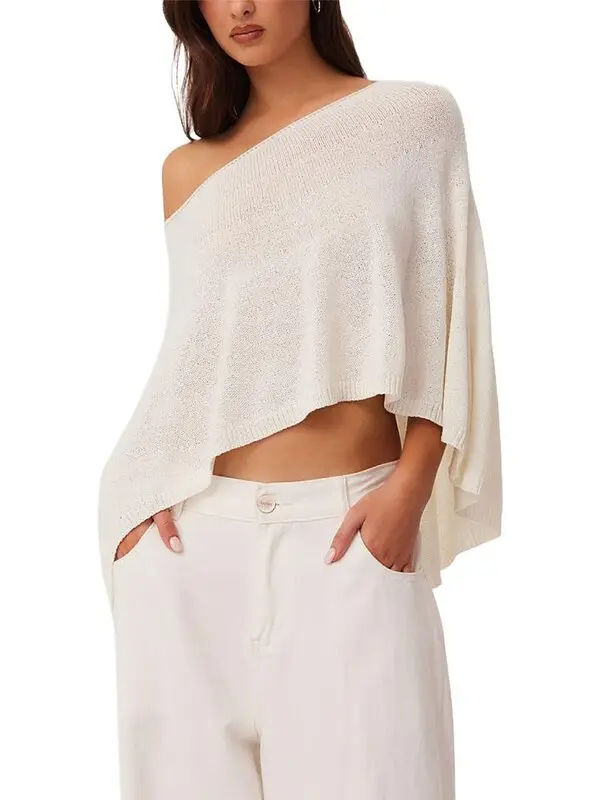 SNDYS Misty Knit Poncho - Off White