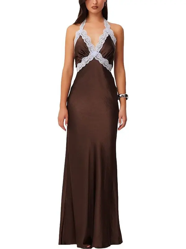SNDYS Tonya Slip Maxi Dress - Chocolate