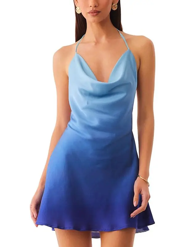 SNDYS Katrina Cowl Mini Dress - Blue Ombre
