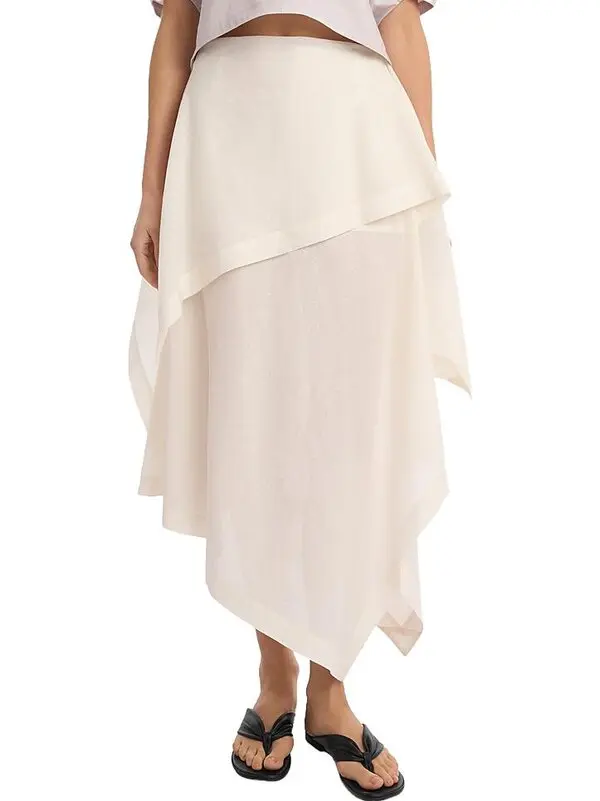 Issey Miyake All Squares Asymmetrical Skirt - White