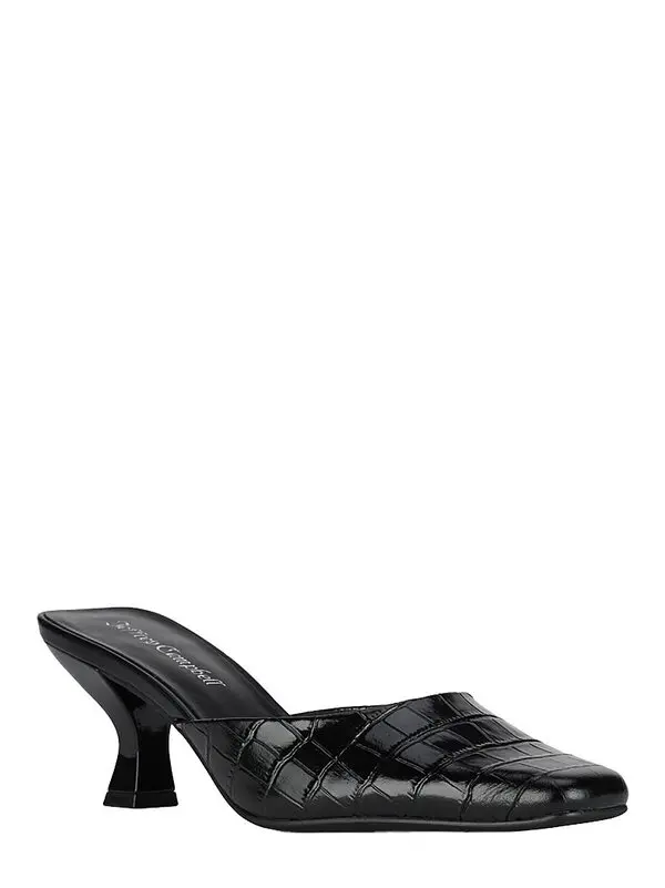 Jeffrey Campbell Leather Mule Pumps - Black Croco