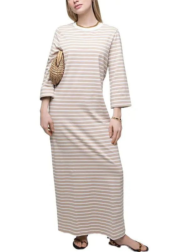 POINT Stripe Maxi Dress - Iced Coffee W/ Cream Stripes