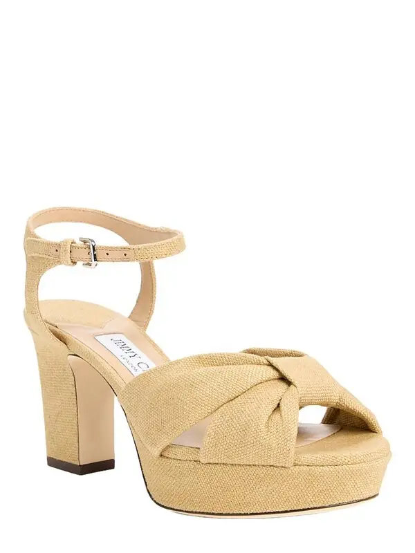 JIMMY CHOO Heloise 80 Platform Sandals - Camel