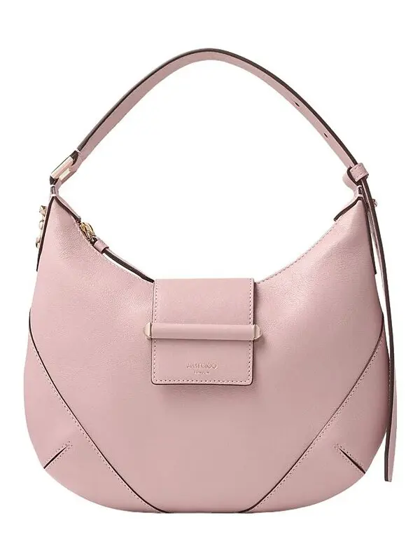 JIMMY CHOO Bar Hobo S Biker Leather Shoulder Bag - Rose