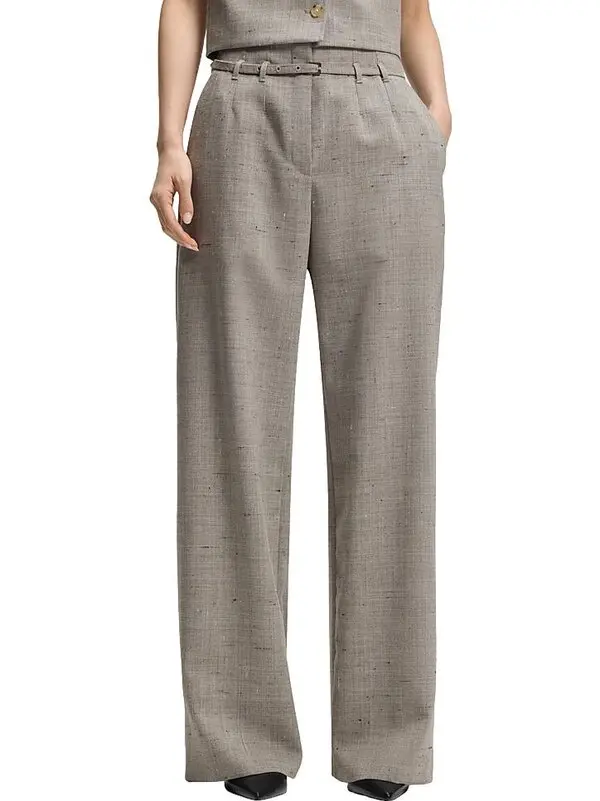 BOSS Wide Leg Tiana Pants - Pumice Wool Texture