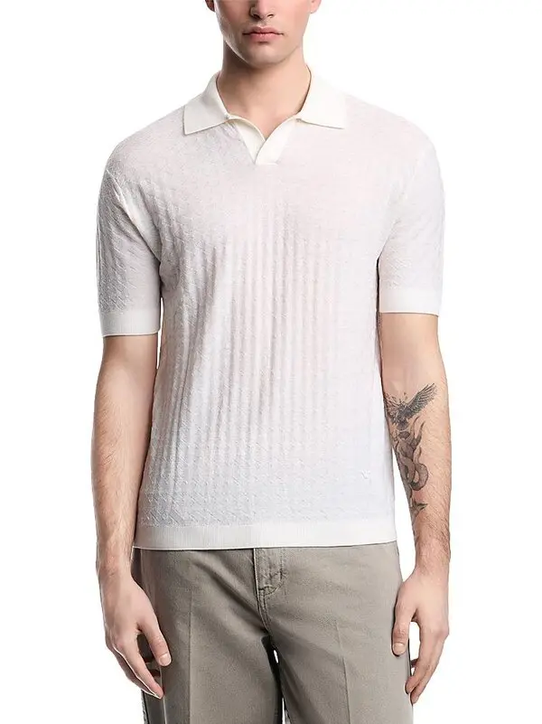 Emporio Armani Knit Basketweave Polo Sweater - Off White