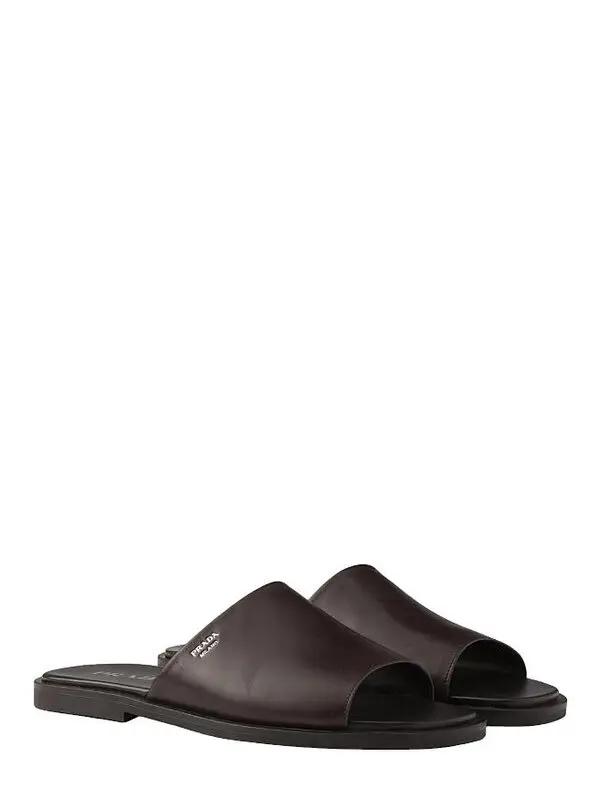 Prada Leather Slides - Brown