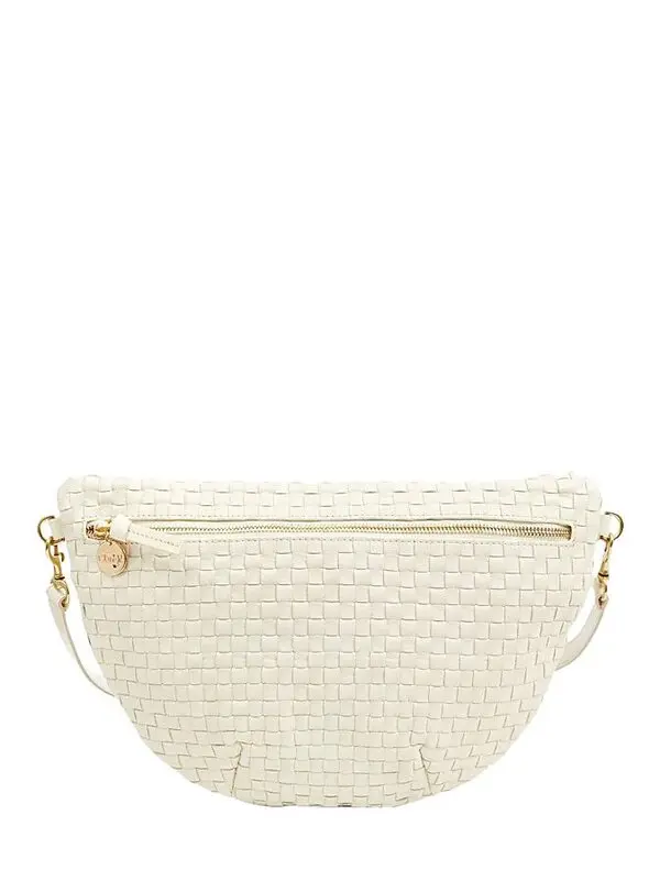 Clare V. Grande Woven Leather Fanny Pack - Cream