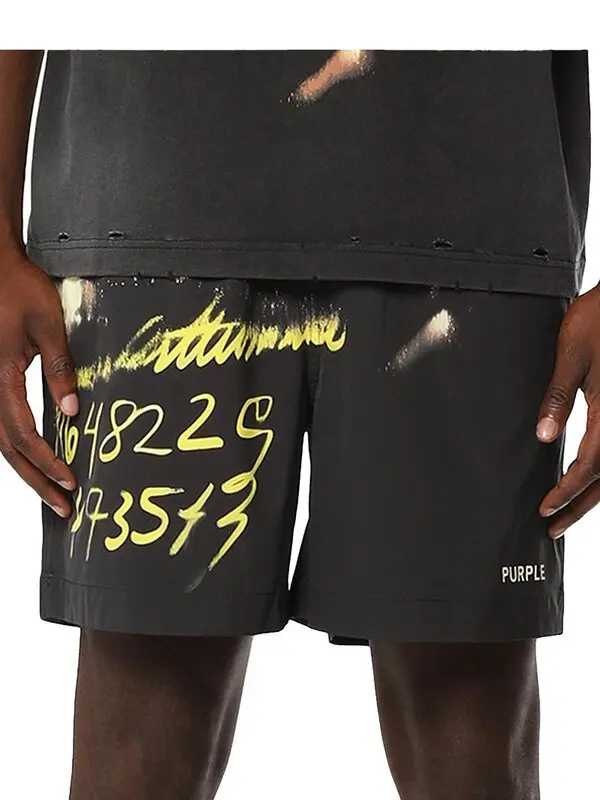 PURPLE BRAND All Round Logo Regular Fit Shorts - Black