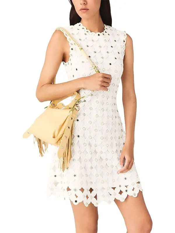 Maje Rimirroir Mirrored Crochet Dress - White