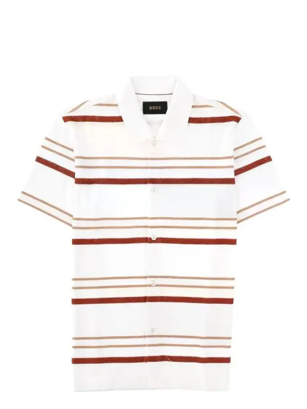 BOSS Cotton Striped Polo Shirt - White