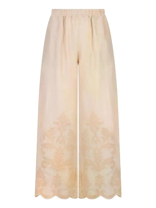 Kiton Embroidered Palazzo Pants - Neutrals