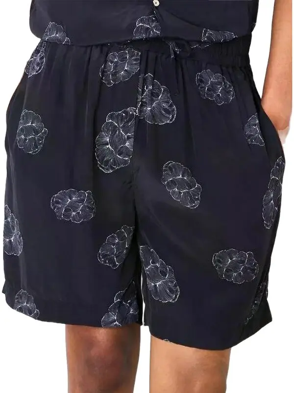 Officine Générale Floral-print Drawstring Shorts - Blue