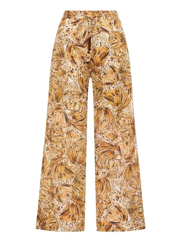 Malìparmi Butterfly-print Trousers - Brown