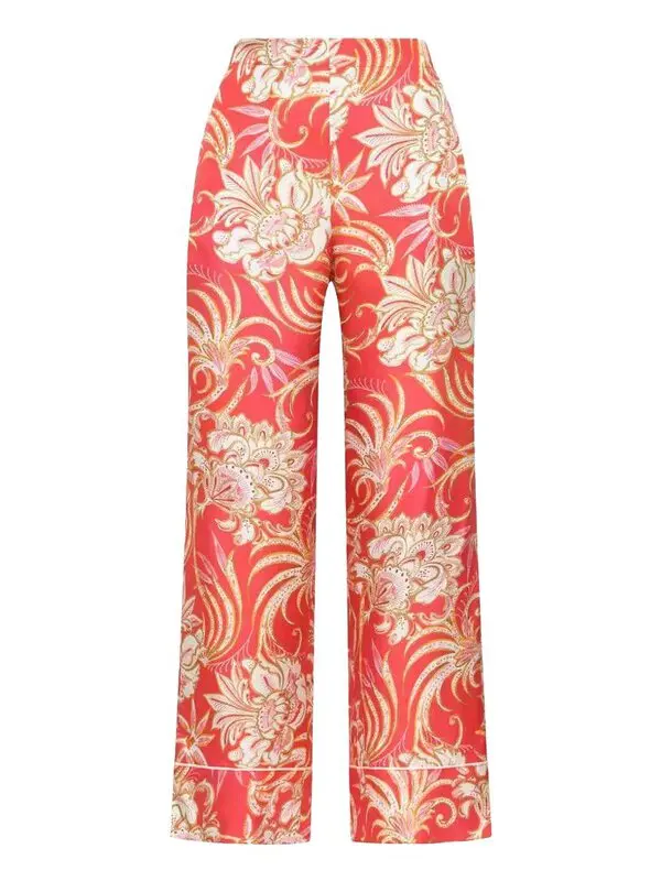 Malìparmi Floral-print Silk Trousers - Red