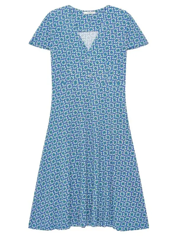 Malìparmi Geometric-print Godet Dress - Blue